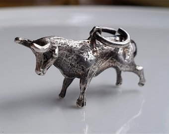 Sterling Silver Bull | Etsy