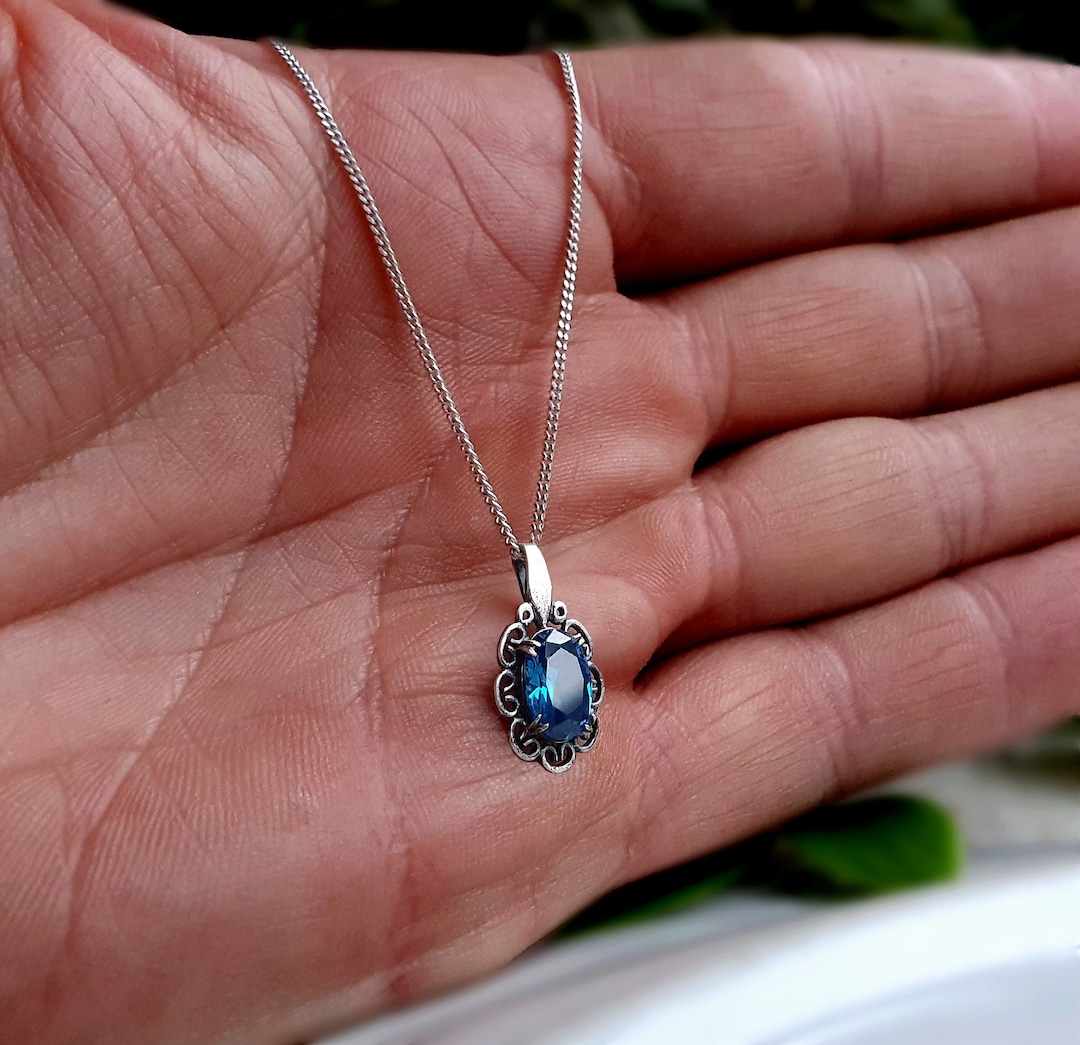TRULY STUNNING Vintage Silver Blue Topaz Pendant, Vintage Silver Topaz ...