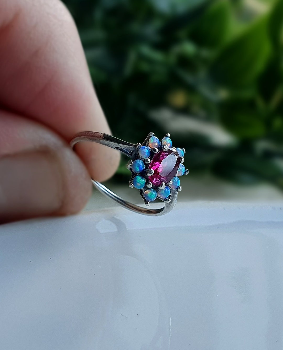 STUNNING Genuine OLD Vintage Sterling Silver Opal Ruby Ring, Sterling ...