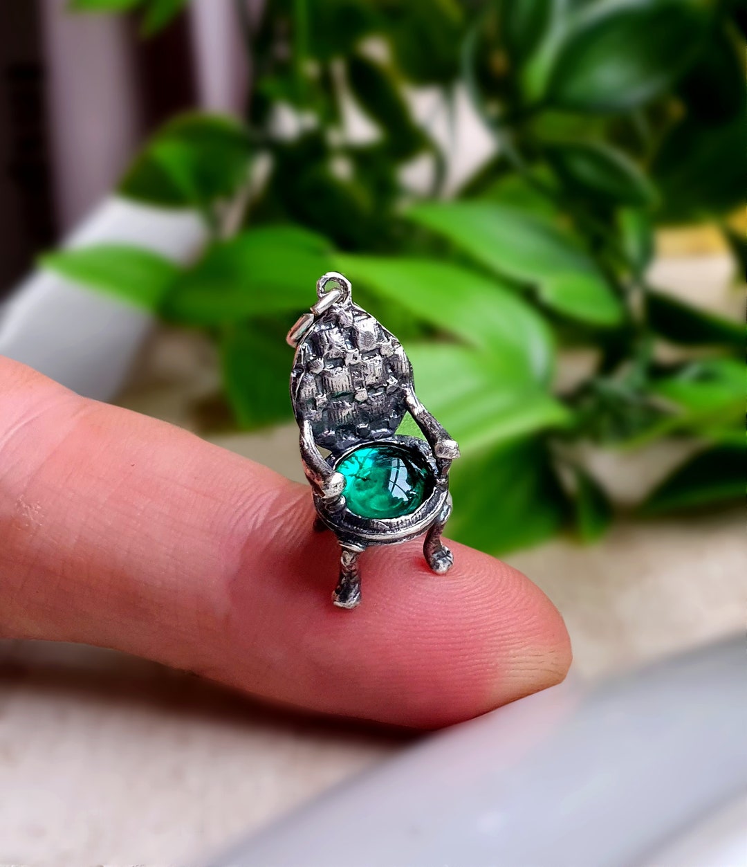 INCREDIBLY RARE Vintage Silver Emerald Chair Charm, Sterling Silver ...