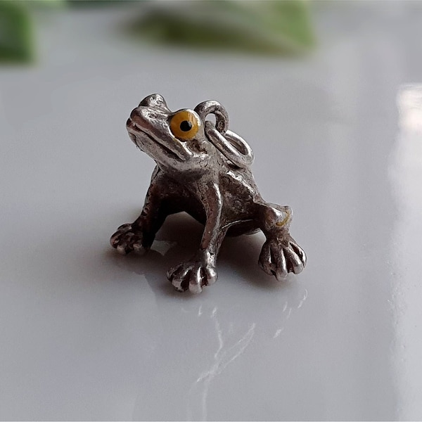 Sterling Silver Frog Charm - Etsy