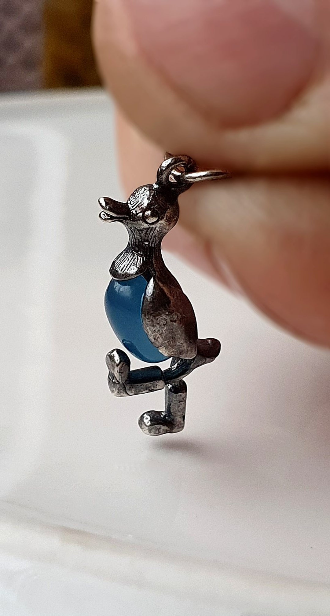 VERY RARE Vintage Silver Duck Charm, RARE Tigers Eye Gem Set Charm ...