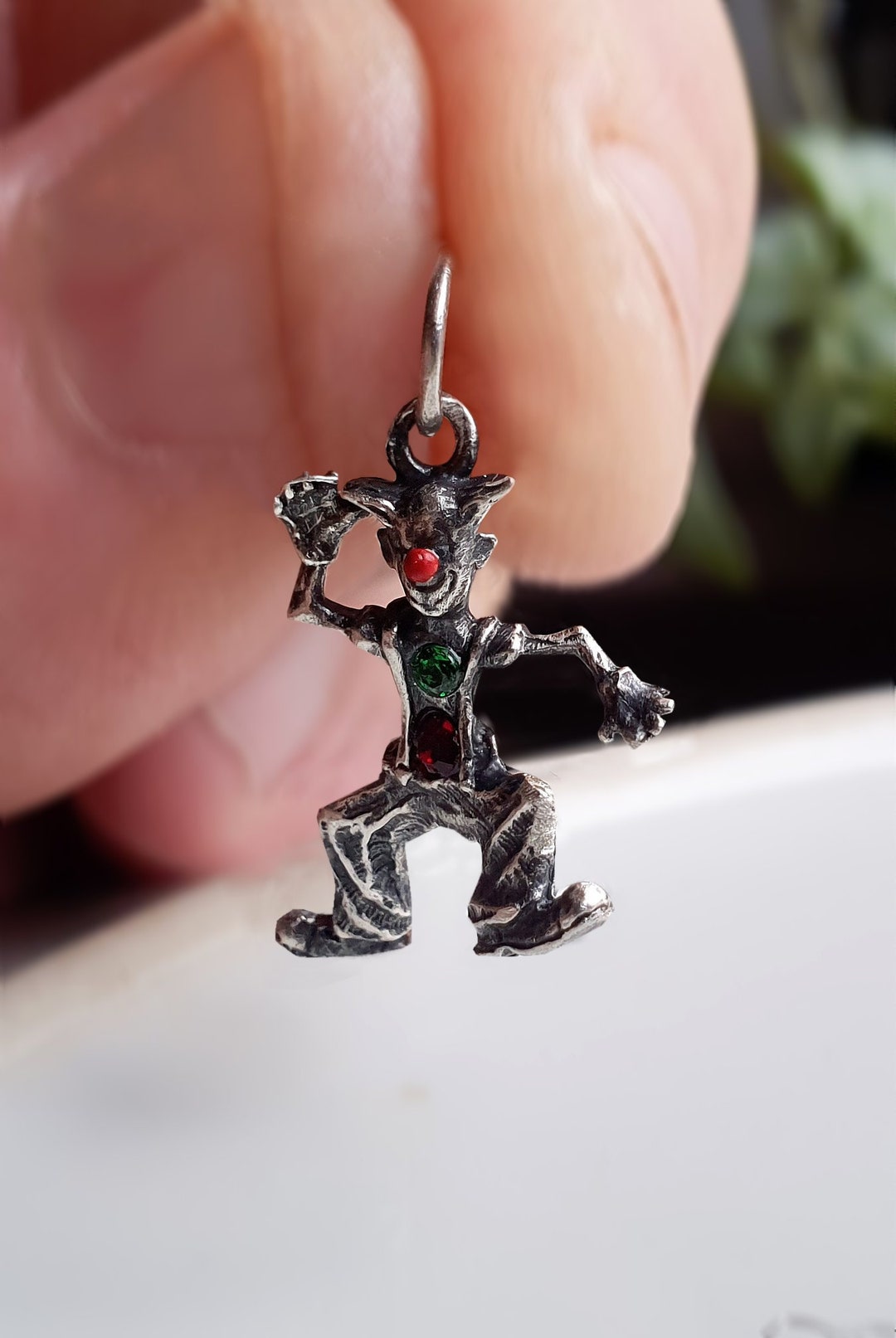 UNUSUAL Vintage Silver Dancing Clown Charm,gemset Charm, Sterling ...
