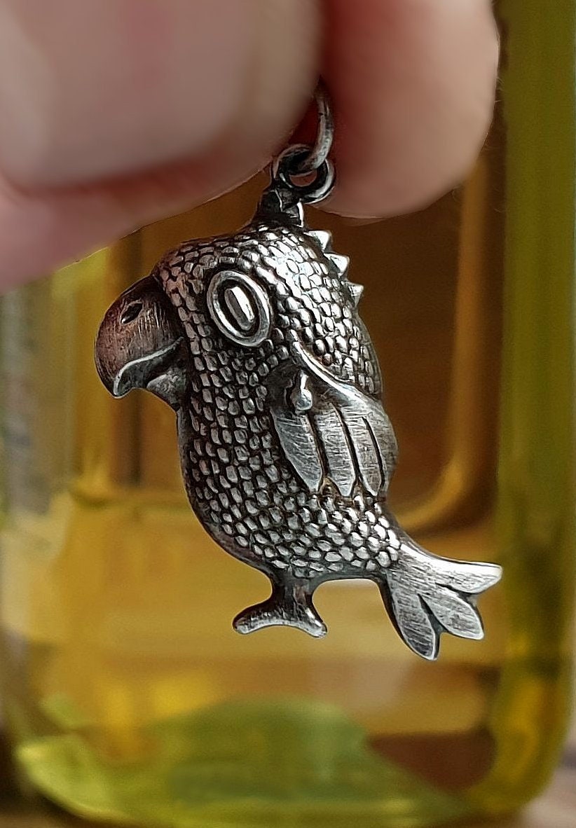 DETAILED Vintage Silver Parrot Bird Charm Vintage Sterling - Etsy 日本