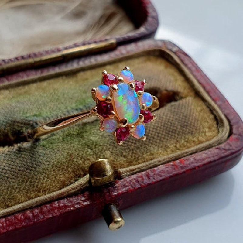 Antique 9ct Gold Opal Ring - Etsy
