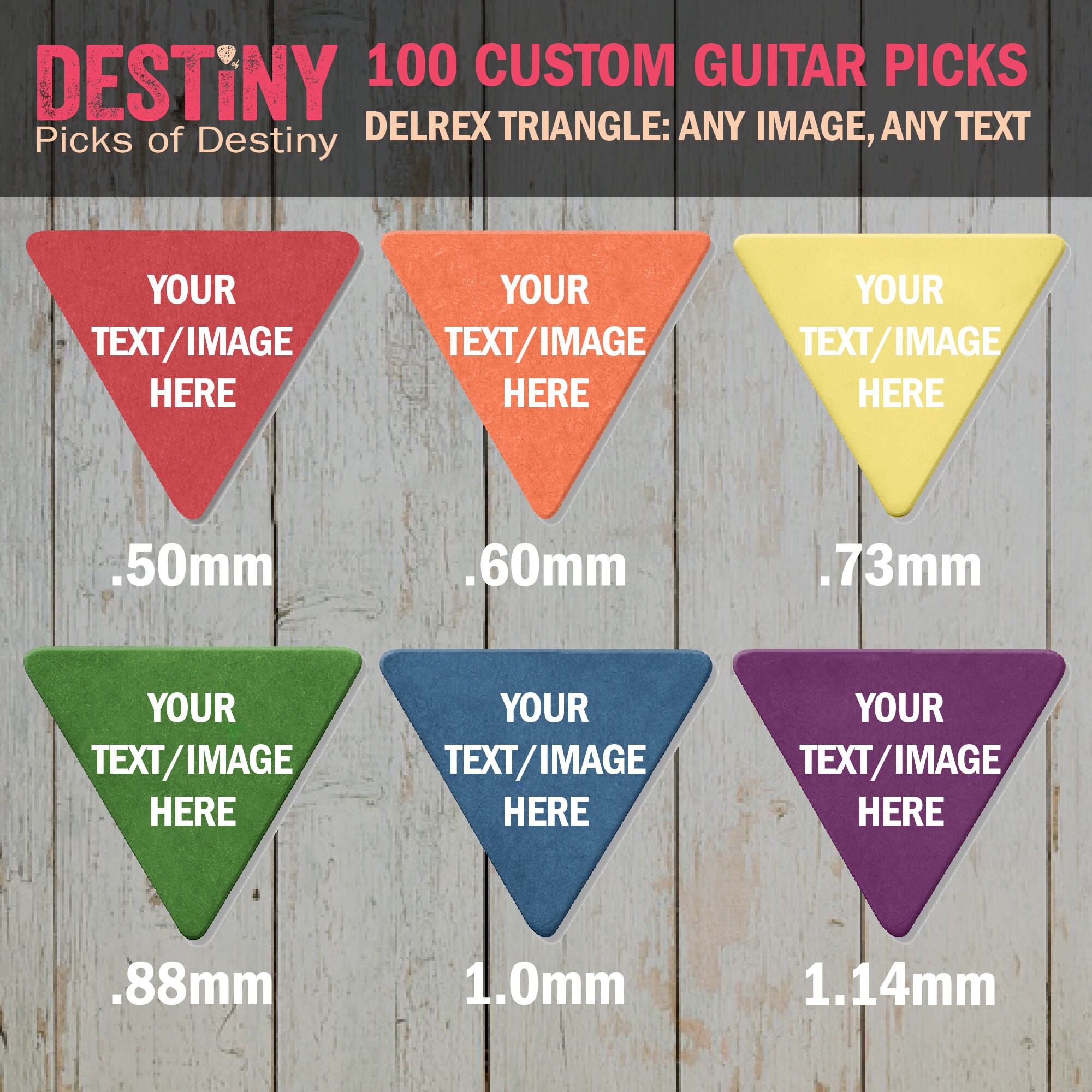 100 CUSTOM GUITAR PICKS Delrin Triangles customize with | Etsy