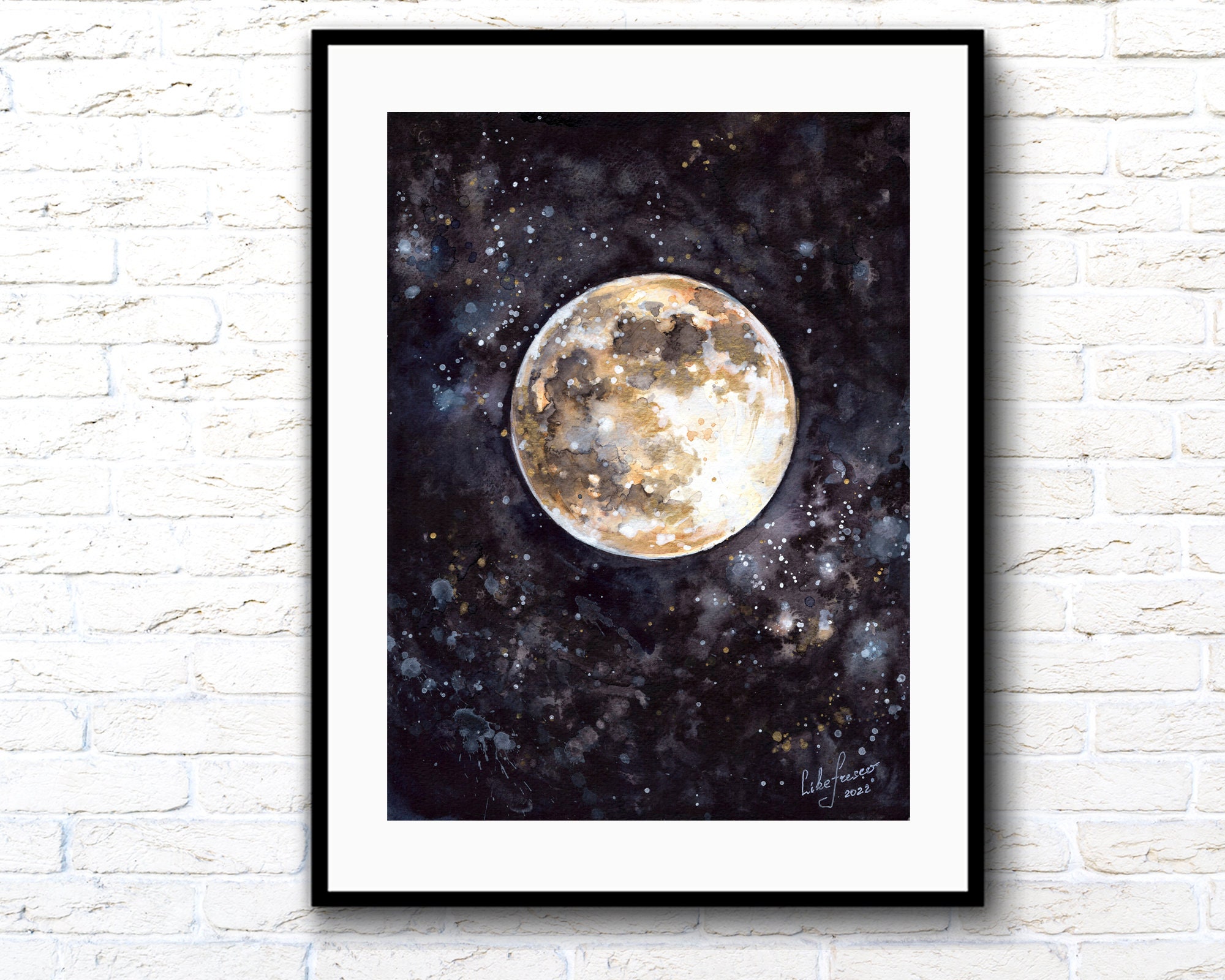 Full Moon Painting Galaxy Art Moon Painting Moon Phase - Etsy