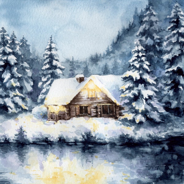 Snow Scene Painting - Etsy