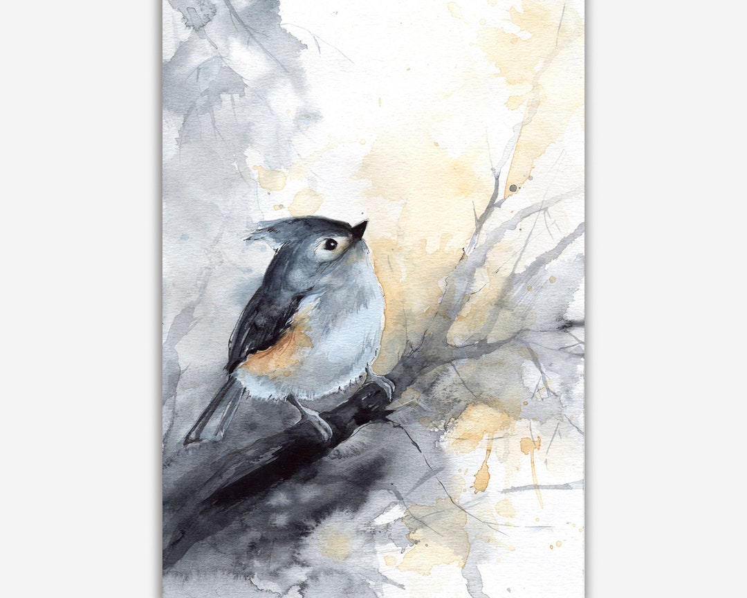 Titmouse Bird Art, Bird Painting, Watercolor Tufted Titmouse, Titmouse ...