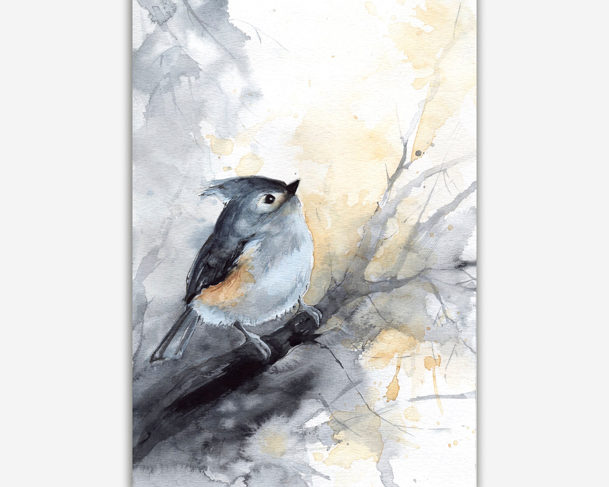 Titmouse Bird Art Bird Painting Watercolor Tufted Titmouse - Etsy