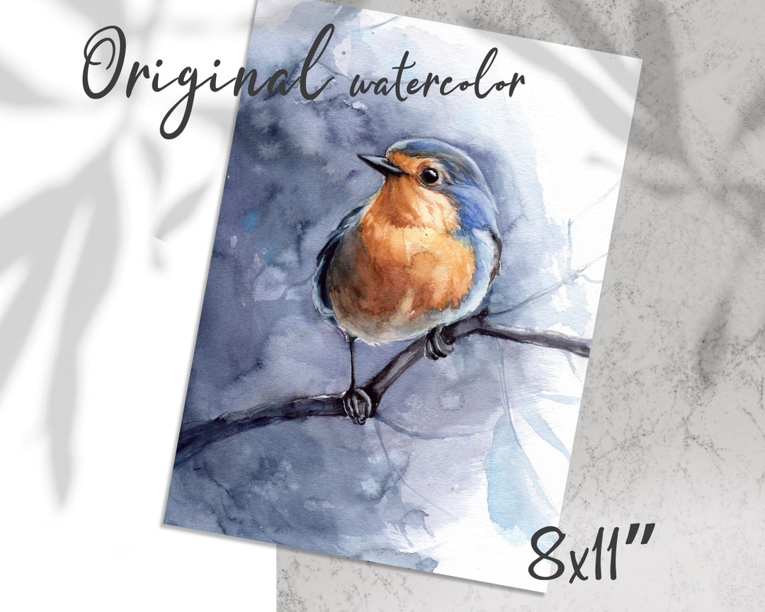 Robin Painting, Watercolor Birds Art. Bird Lover Art. Robin Lover Gift ...