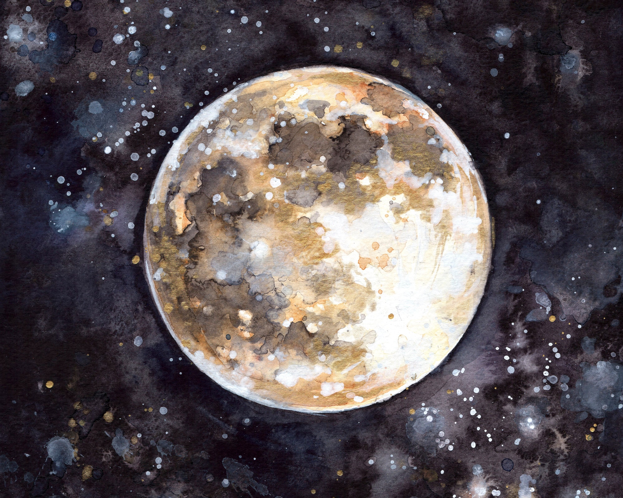 Full Moon Painting Galaxy Art Moon Painting Moon Phase - Etsy