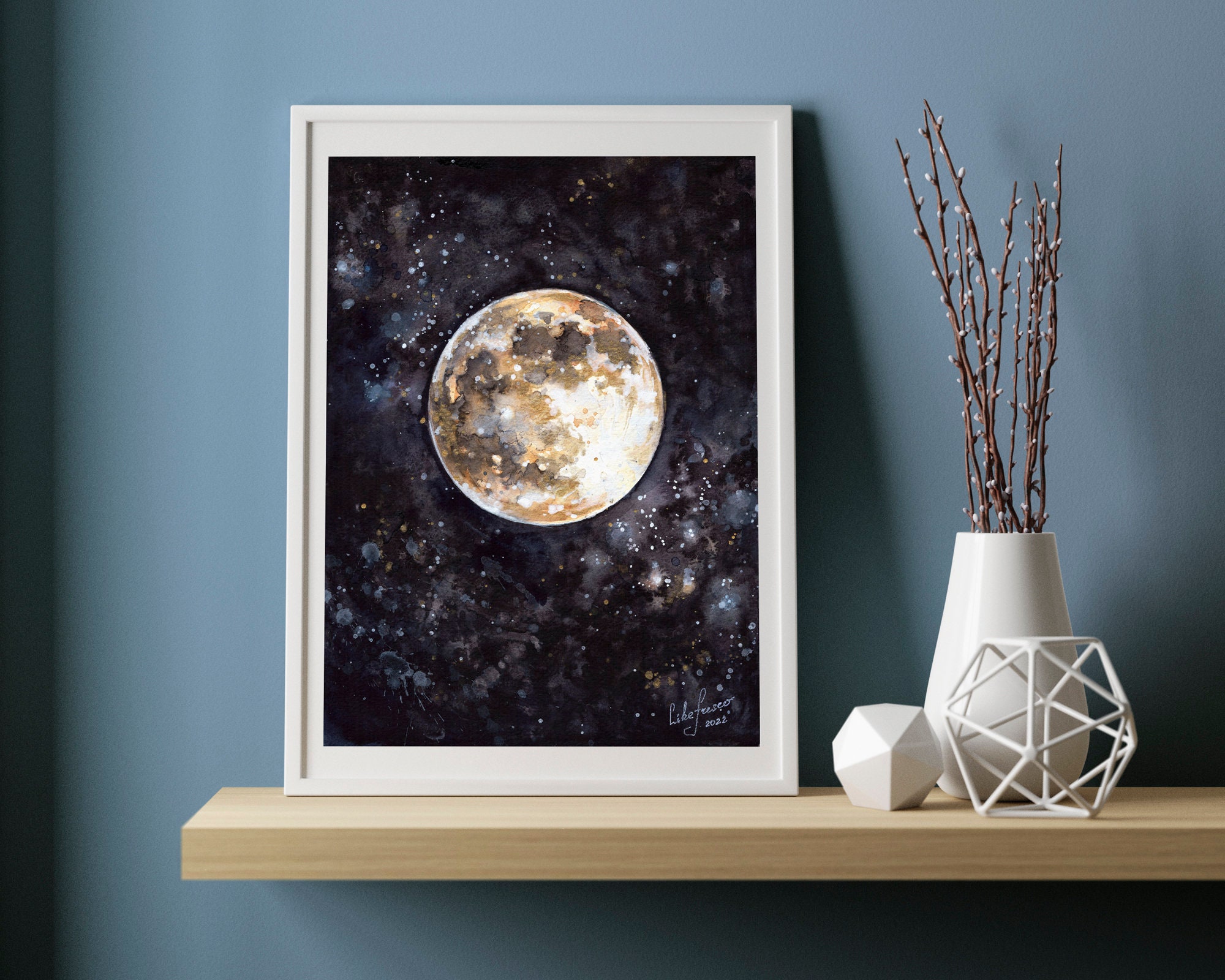 Full Moon Painting Galaxy Art Moon Painting Moon Phase - Etsy