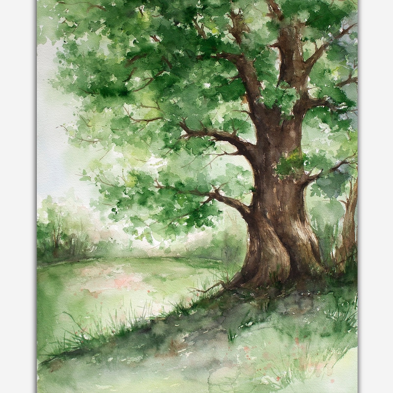 Tree Watercolor - Etsy