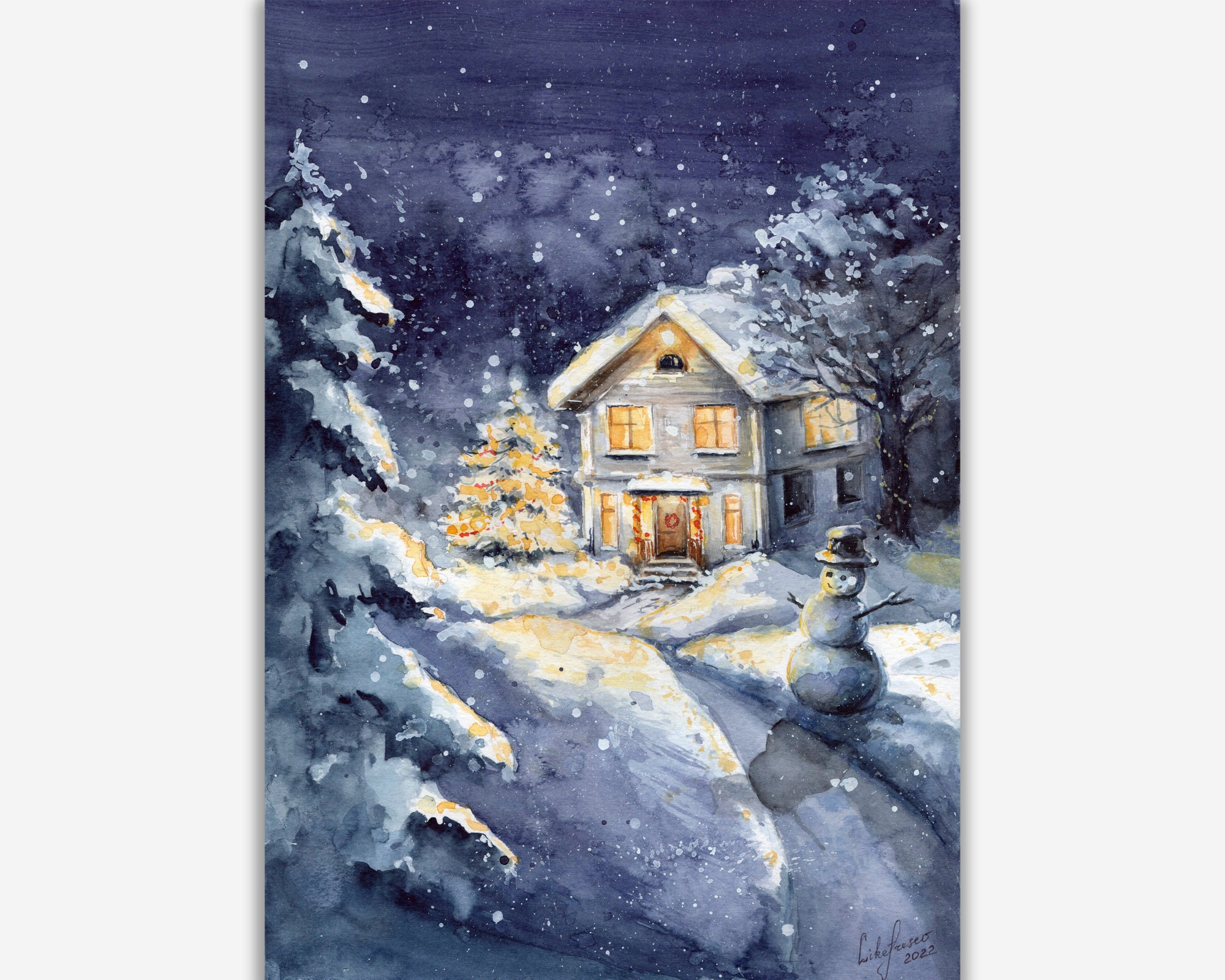 Watercolor Painting Christmas Scenes