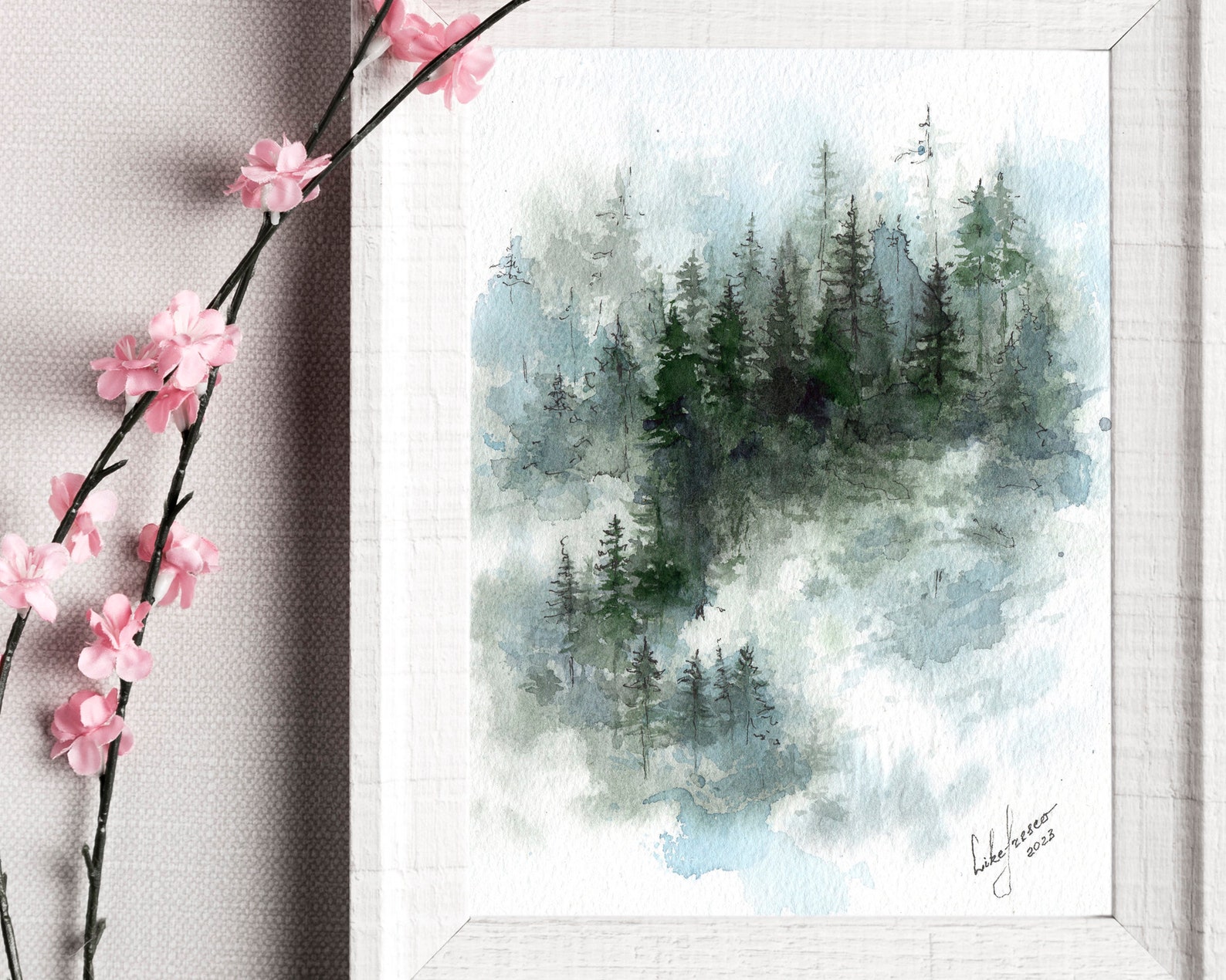 Misty Mountain Watercolor 5x7 Original Painting Moody - Etsy