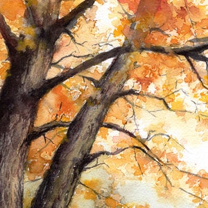 Oak Trees. Autumn Forest Watercolor Painting. Fall Wall Art. Original ...