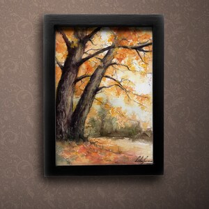 Oak Trees. Autumn Forest Watercolor Painting. Fall Wall Art. Original ...