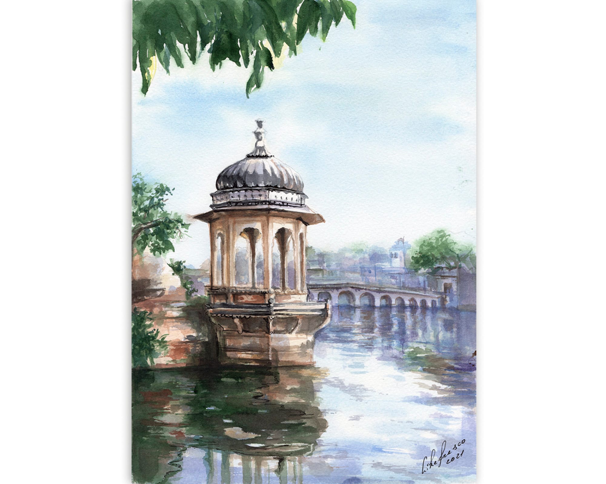 Indian Watercolor Landscape Paintings