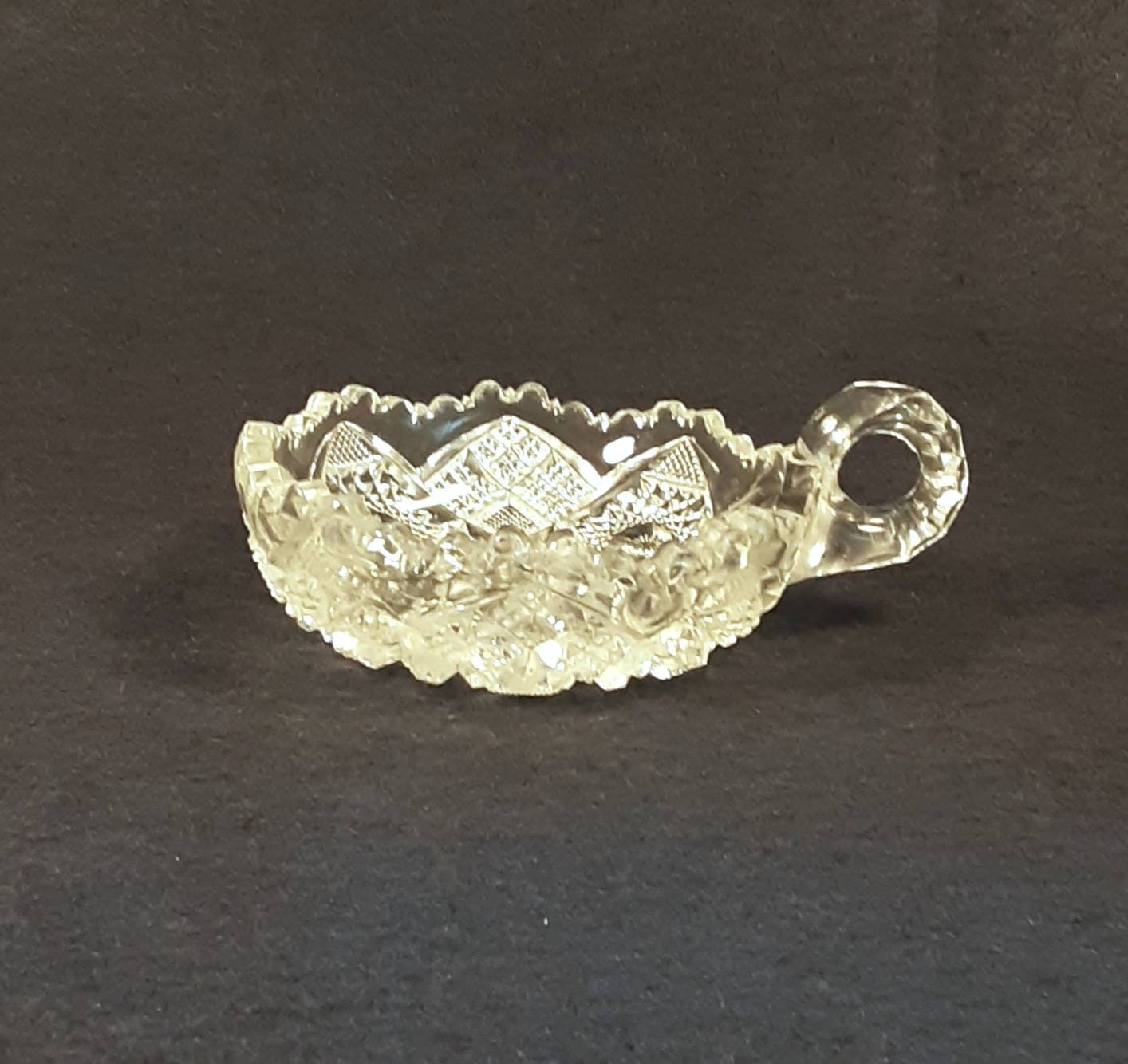 Vintage Clear Glass Handled Nappy Dish Sawtooth Hobstar Round Dish. - Etsy
