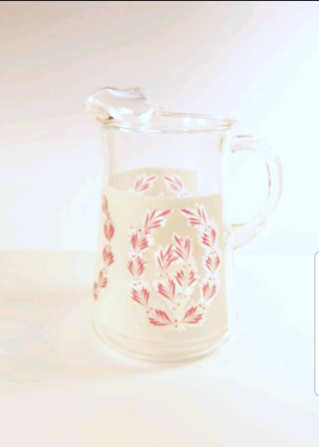 Classic Mid-century Libby Ice Lip Glass Pitcher Frosted Cranberry ...