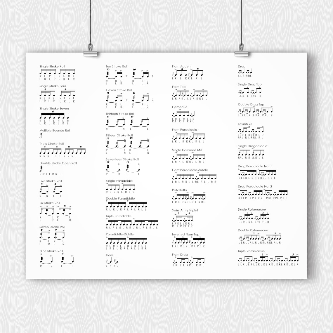 40 Drum Rudiments - Poster - Etsy
