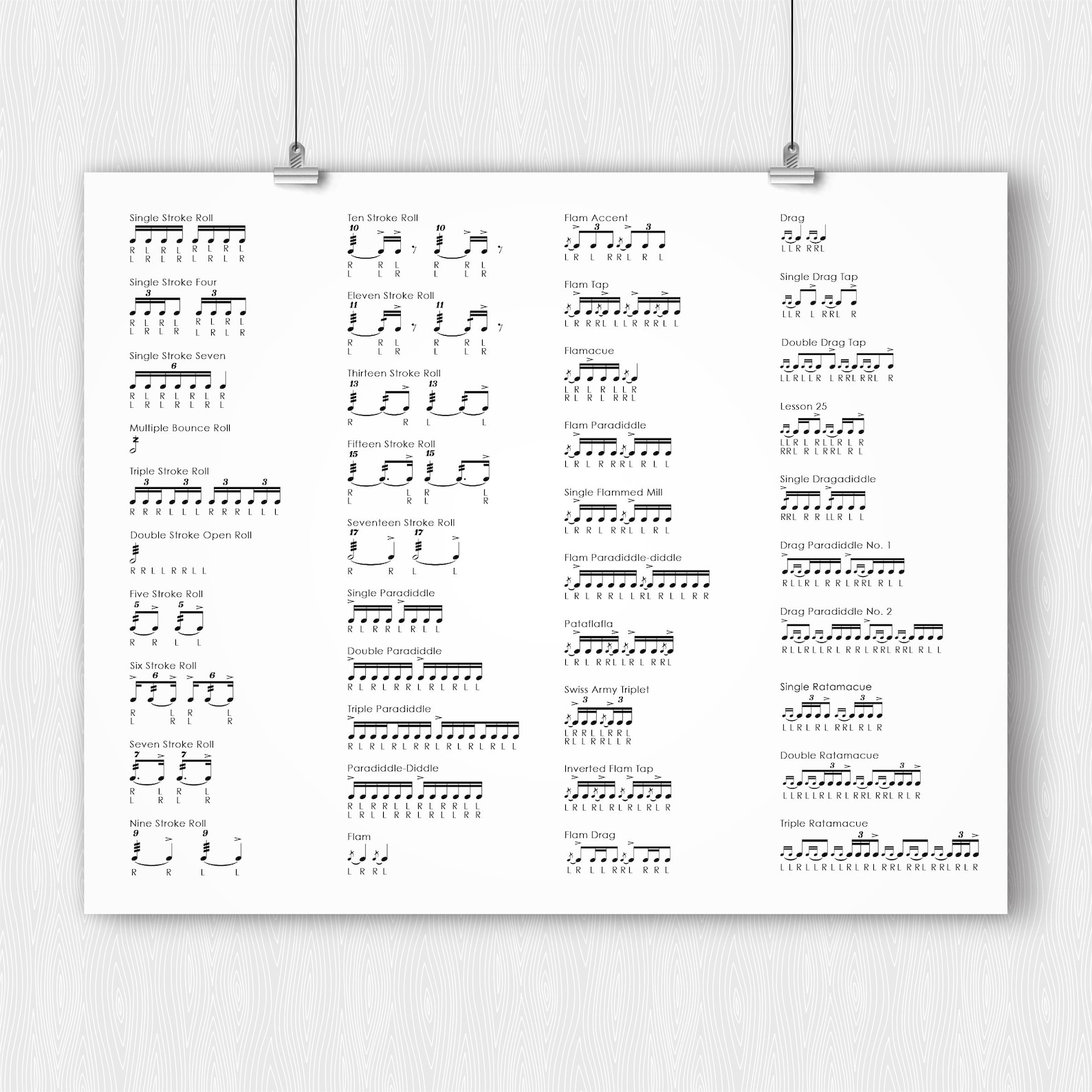 40 Drum Rudiments - Poster - Etsy