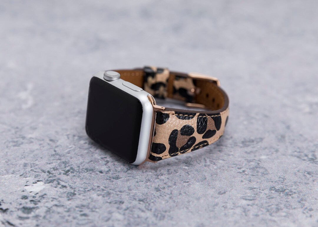 Leopard Pattern Leather Apple Watch Band 38mm 40mm 41mm 42mm 44mm 45mm ...