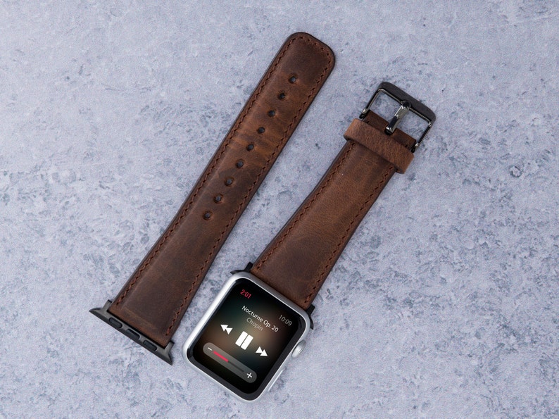 Smoky Brown Leather Apple Watch Band 38mm 40mm 42mm 44mm | Etsy