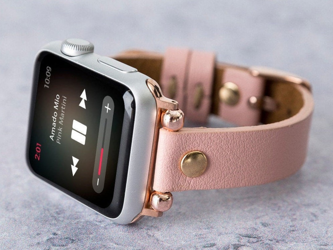 Pink Apple Watch Band Women 45mm 44mm 42mm 41mm 40mm 38mm, Leather ...