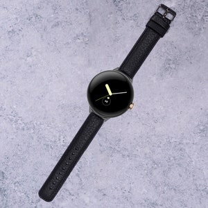 Personalized Black Leather Google Pixel Watch Band: Custom Engraved ...