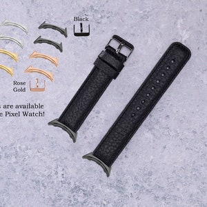 Personalized Black Leather Google Pixel Watch Band: Custom Engraved ...