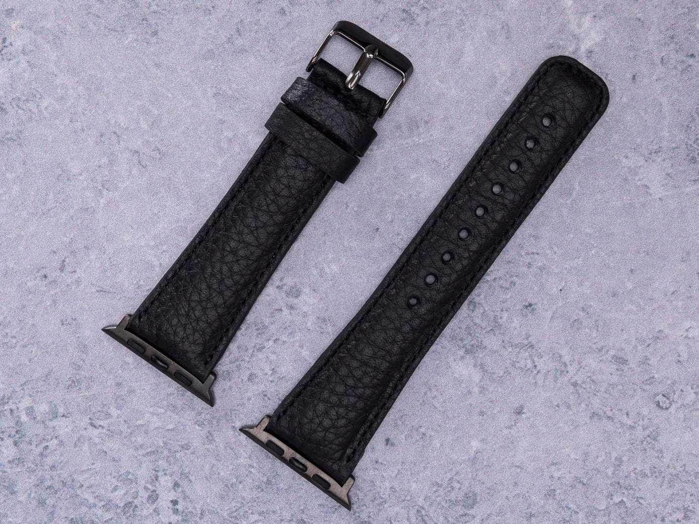 Classy Black Leather Apple Watch Band 38mm 40mm Men Engraved | Etsy