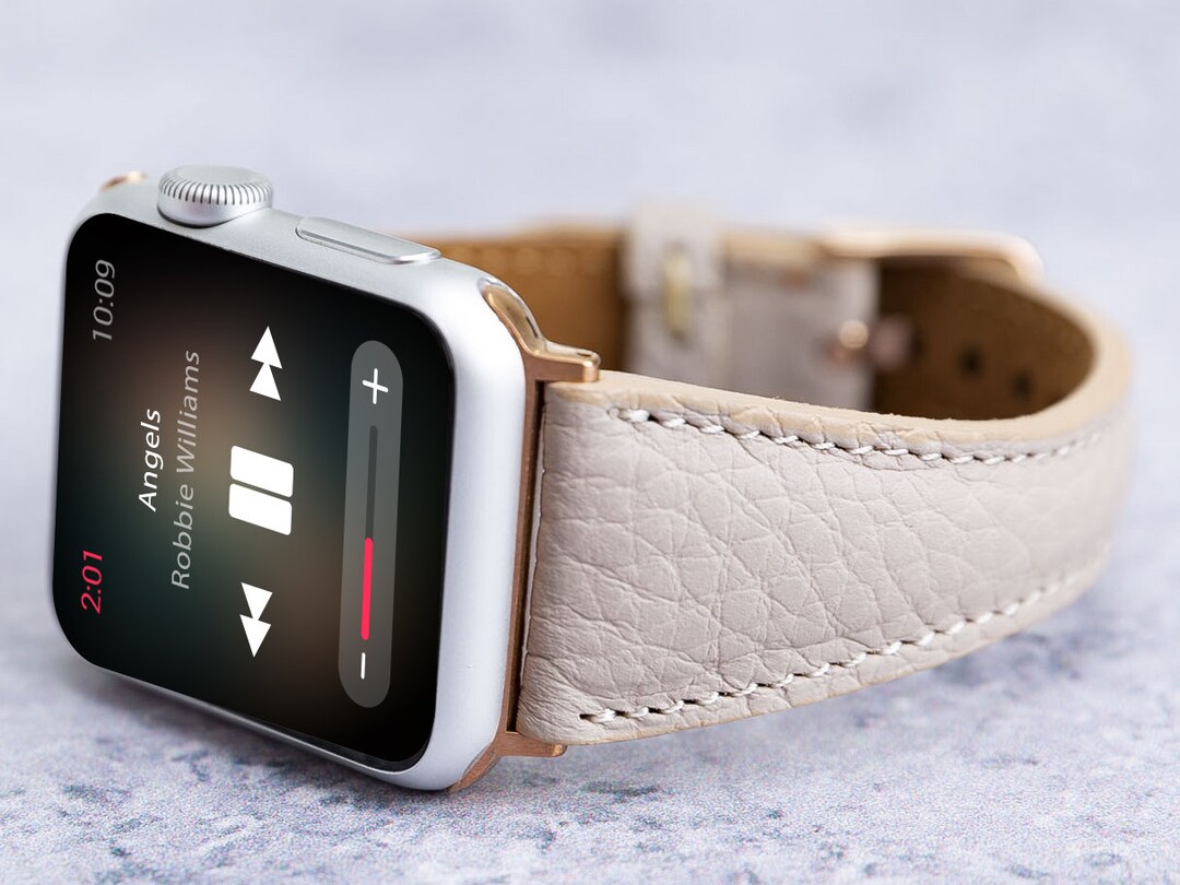 Slim Leather Apple Watch Band 49mm 46mm 45mm 44mm 42mm 41mm 40mm, Rock ...