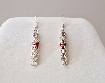 Long Sterling Silver Byzantine Earrings Chain Maille Chainmaille Chainmail Mail 925 - Etsy