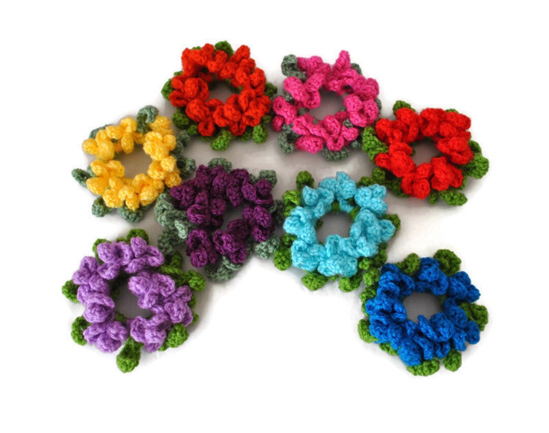 Handmade Crochet Flower Scrunchies: Acrylic Hair Tie - Etsy