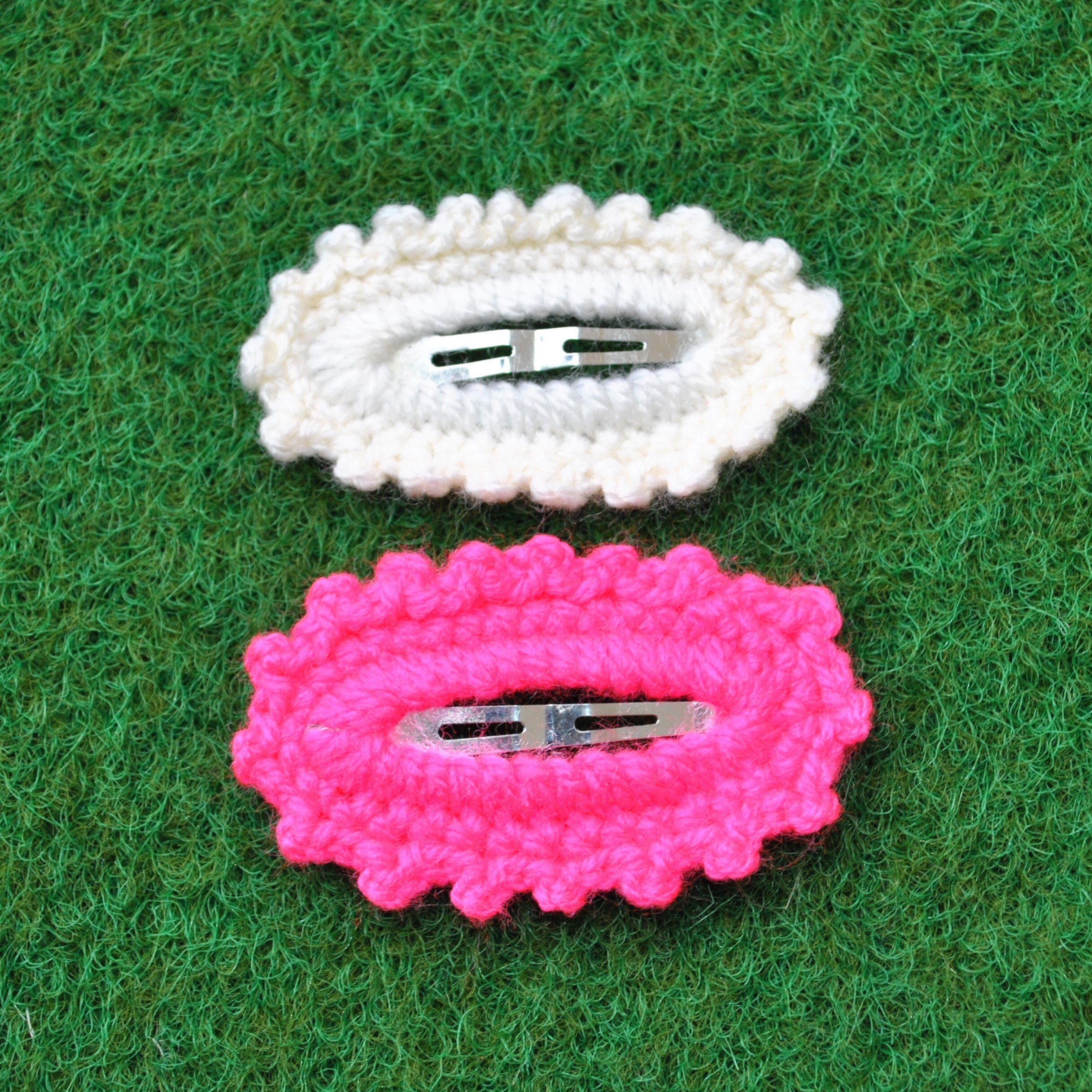 Hand Crochet Snap Hair Clips x2 7cm Vintage Inspired Hair | Etsy