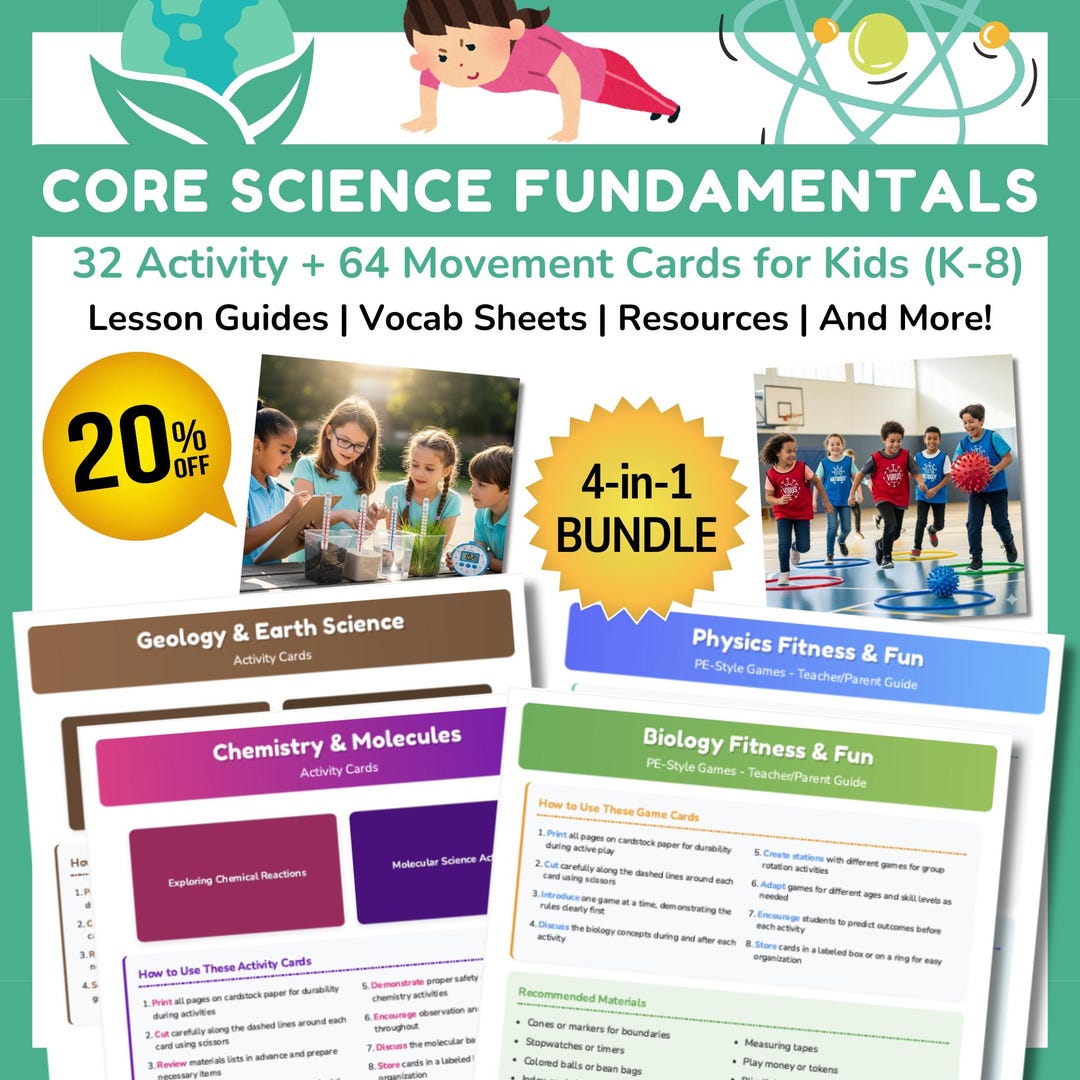 Core Science Fundamentals Activity Cards Bundle - 96 Biology Chemistry ...