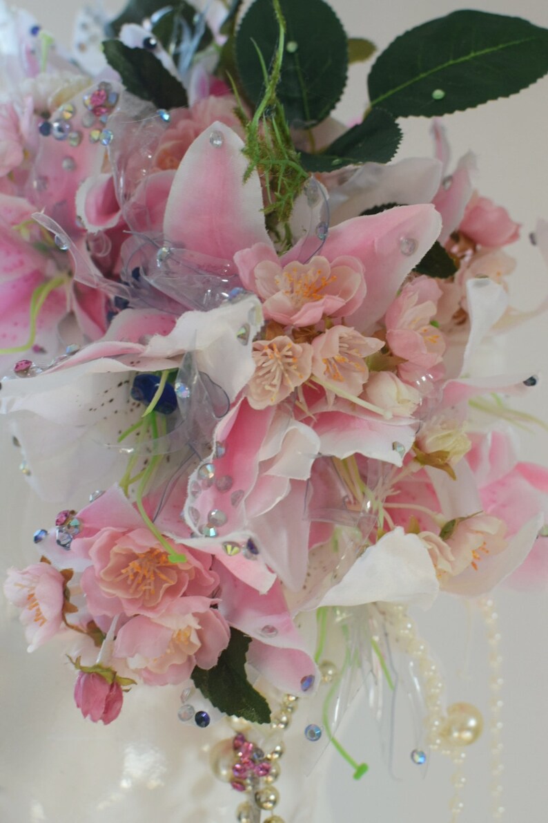 Pink Fantasy Flower Crown Headpiece With Pearls, Spiky Plastic Bottles ...