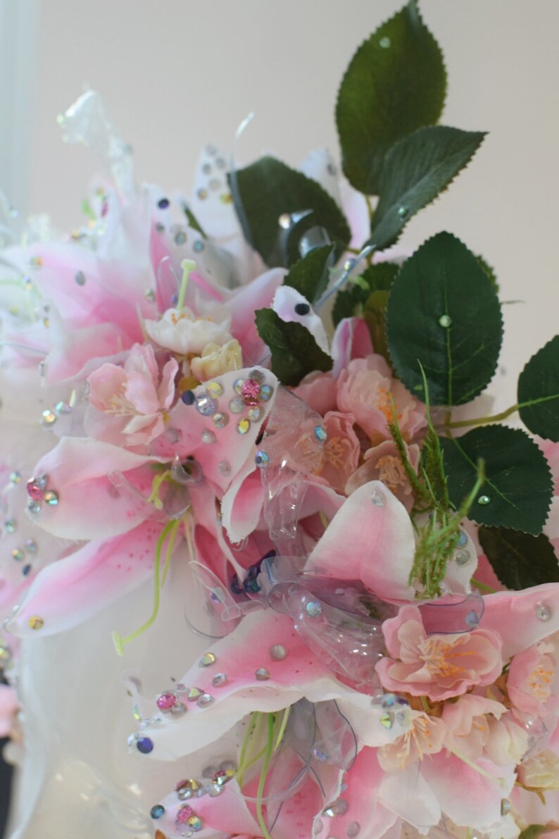 Pink Fantasy Flower Crown Headpiece With Pearls, Spiky Plastic Bottles ...
