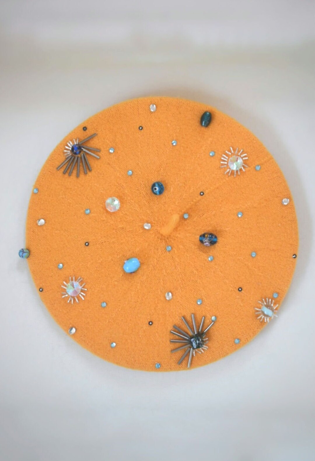 Glam Beaded Embellished Yellow Beret. Cosy, With Sparkly Swarovski ...