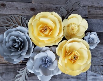 Grey paper flowers | Etsy