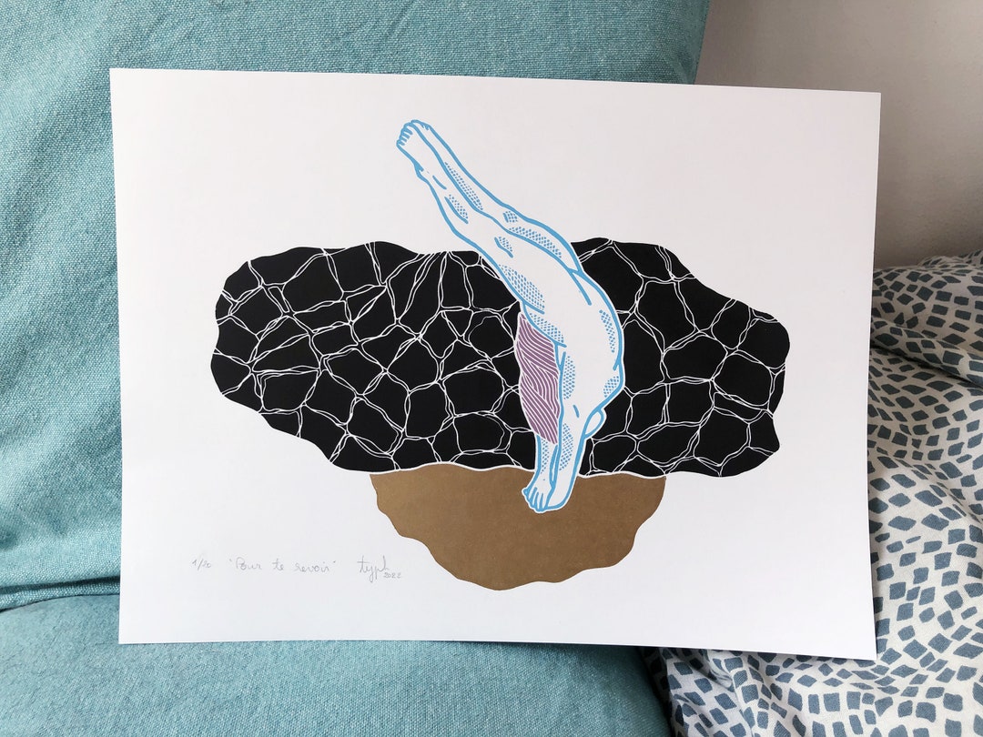 Linocut Linocut Linoprint Body and Landscape Body and - Etsy