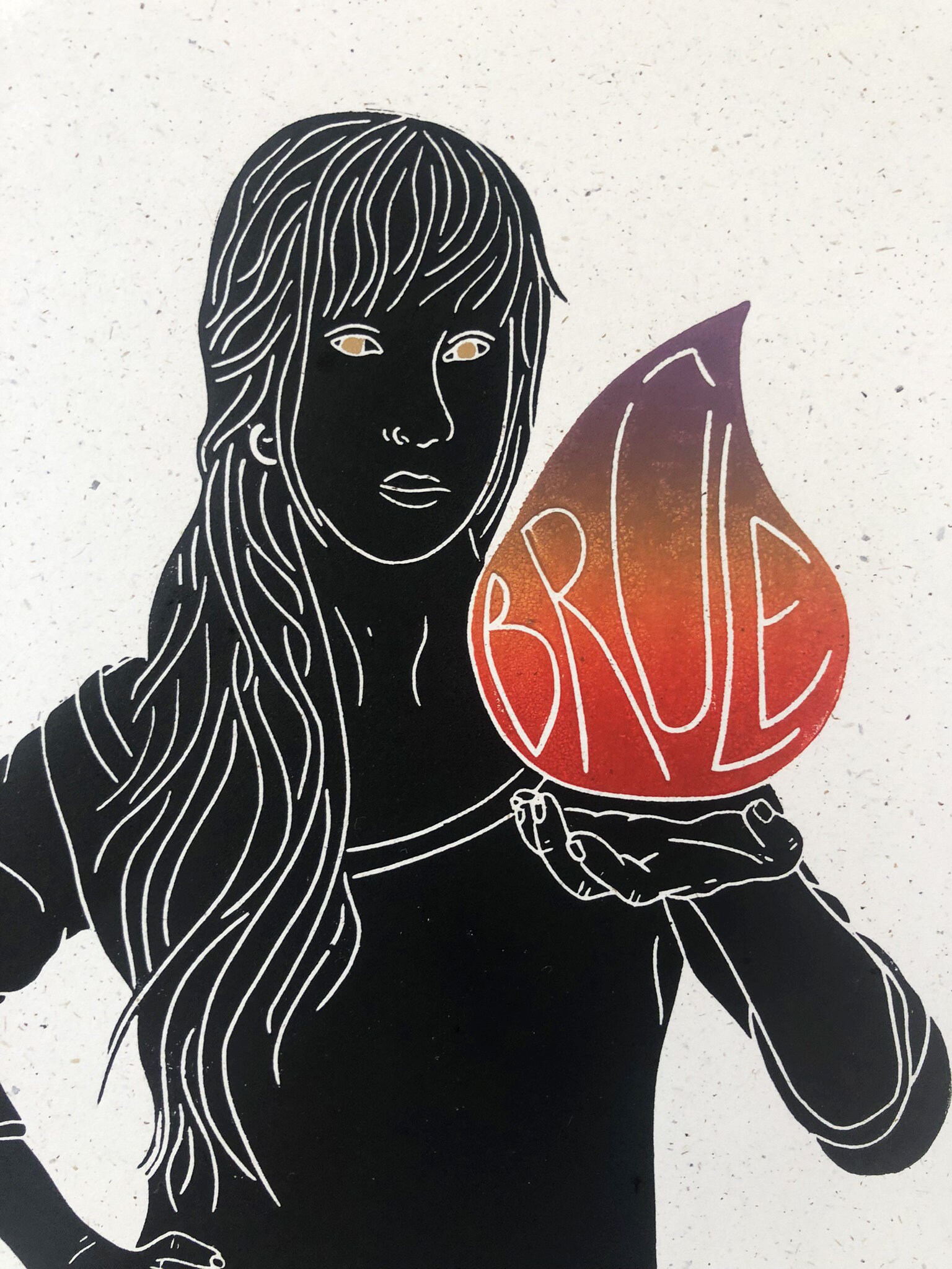 Linocut Poster A4 Burns 1 Feminist Woman Portrait Fire Flame - Etsy