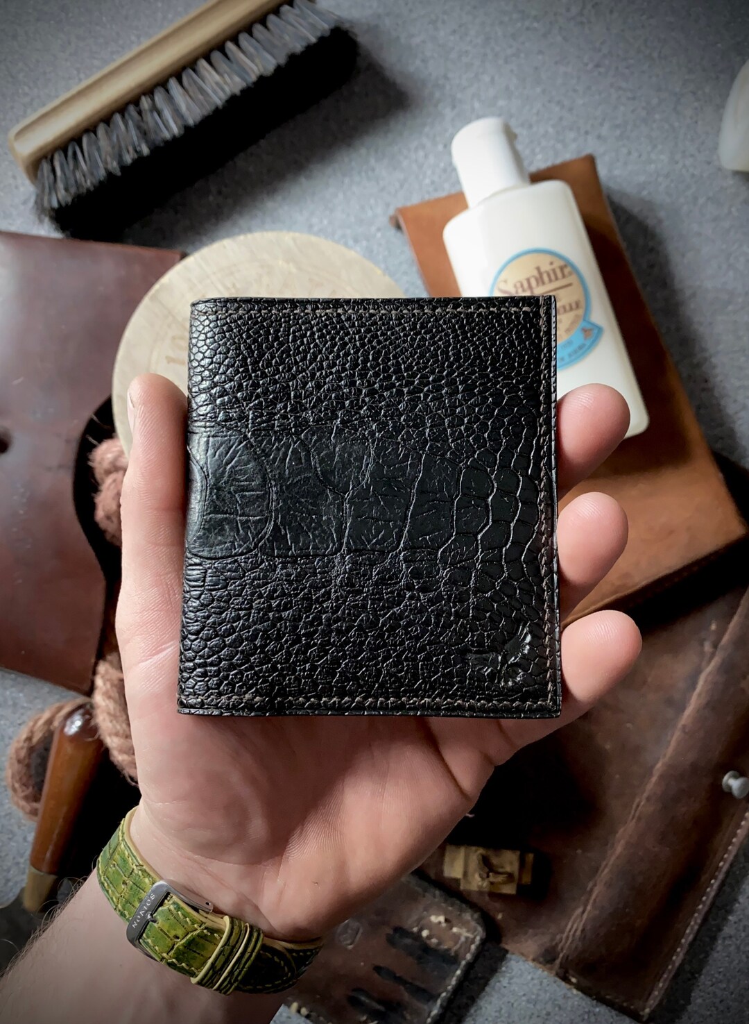 Handmade Dark Brown Ostrich Leg Leather Men Wallet - Etsy