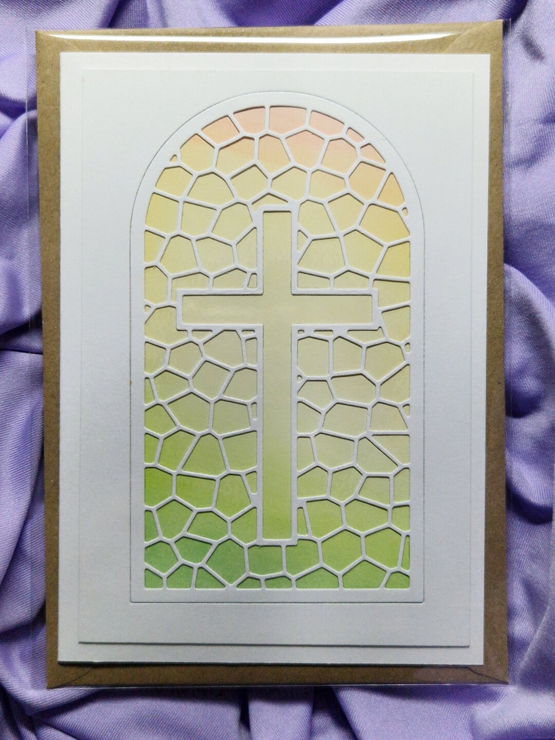Easter Cross Stained Glass Style Greeting Card Handmade - Etsy
