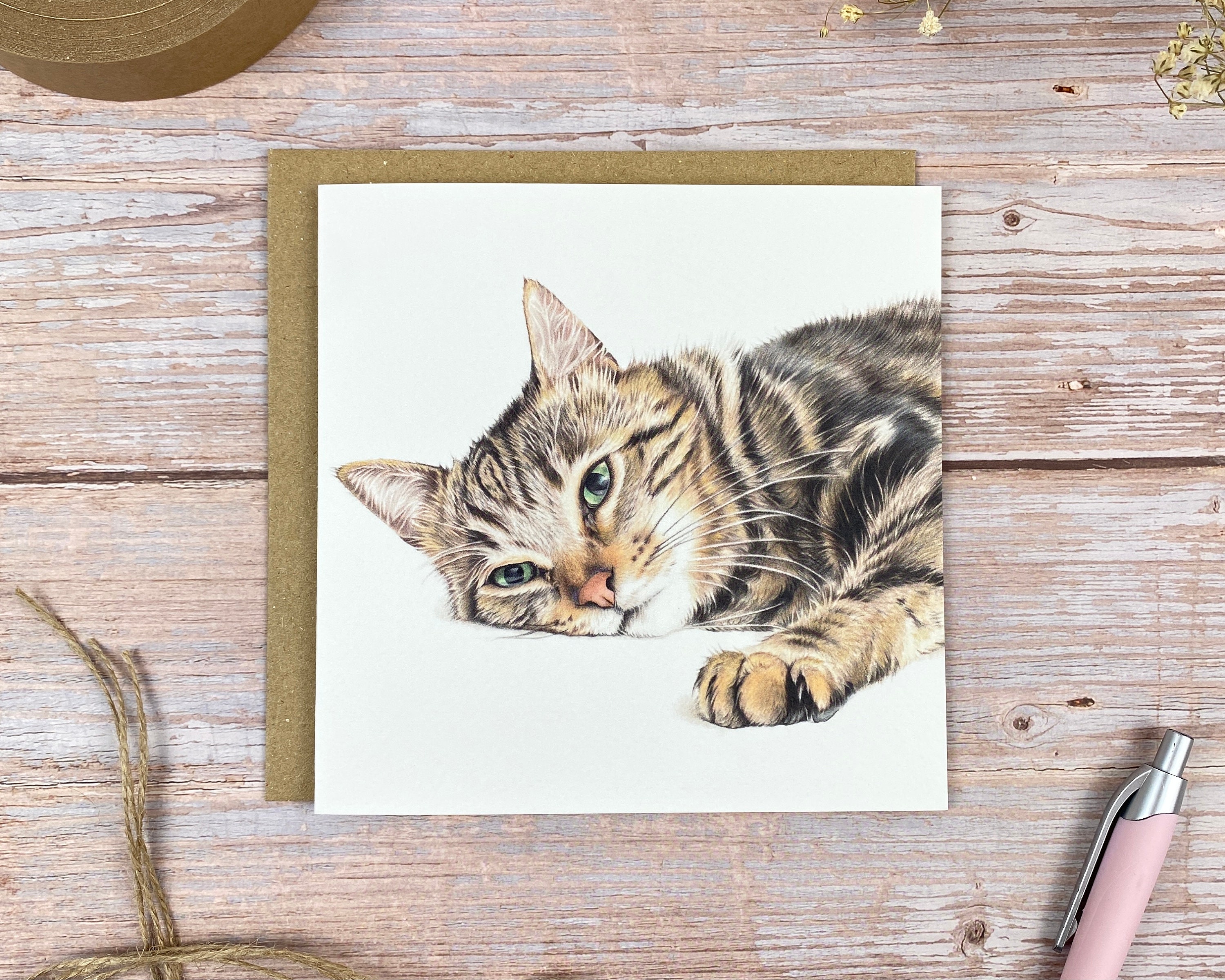 Tabby Cat Card Cat Card Cat Greetings Card Cat Birthday - Etsy