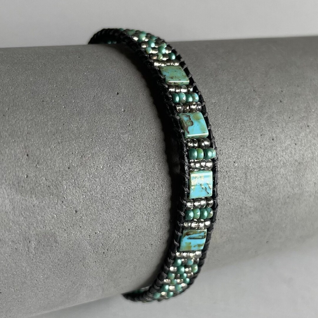 Glass Square Tile Beads and Glass Seed Bead Wrap Bracelet Fits - Etsy