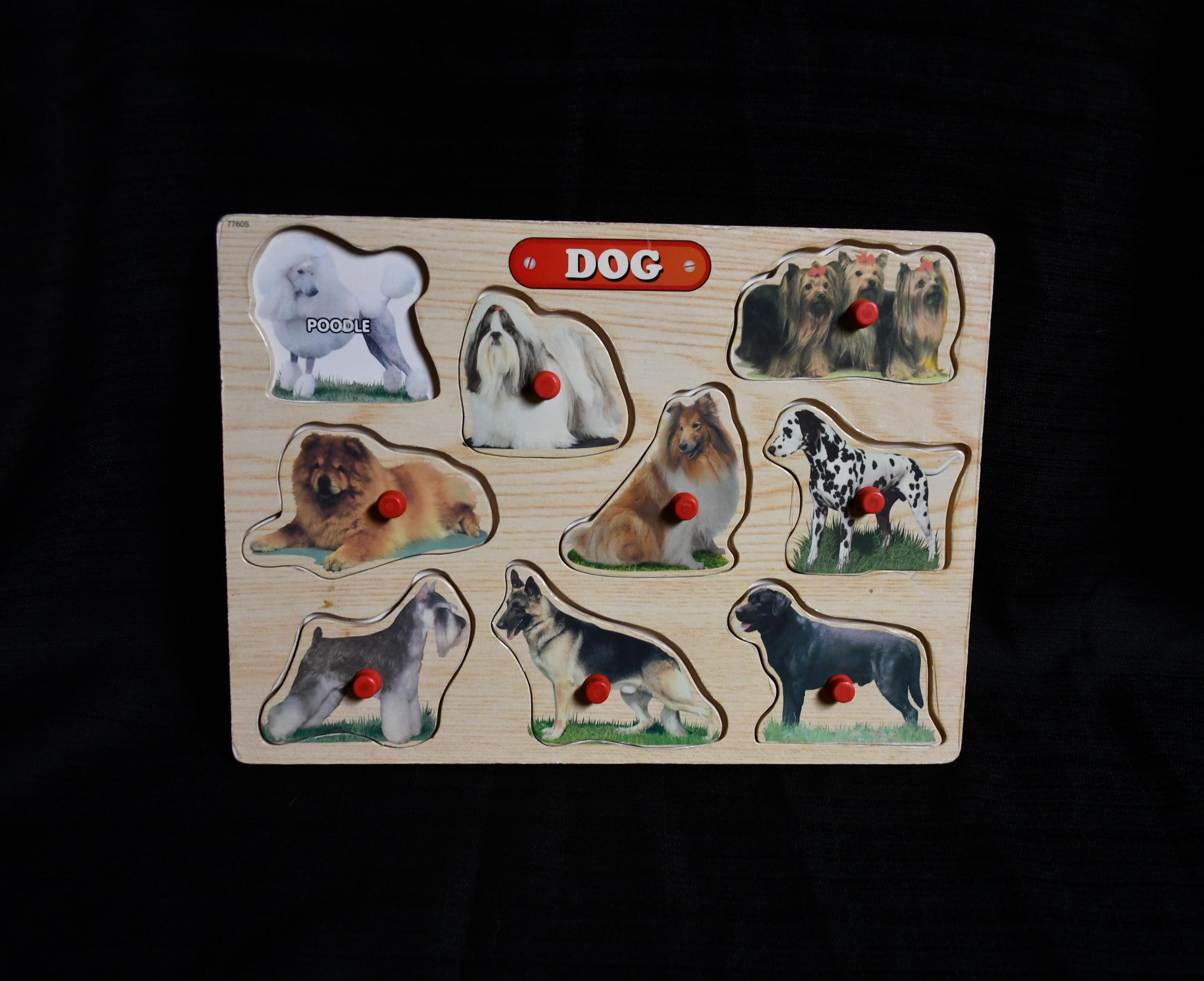 Vintage Wood Dog Breeds / Shapes Puzzle - Learning Tool - Missing One ...