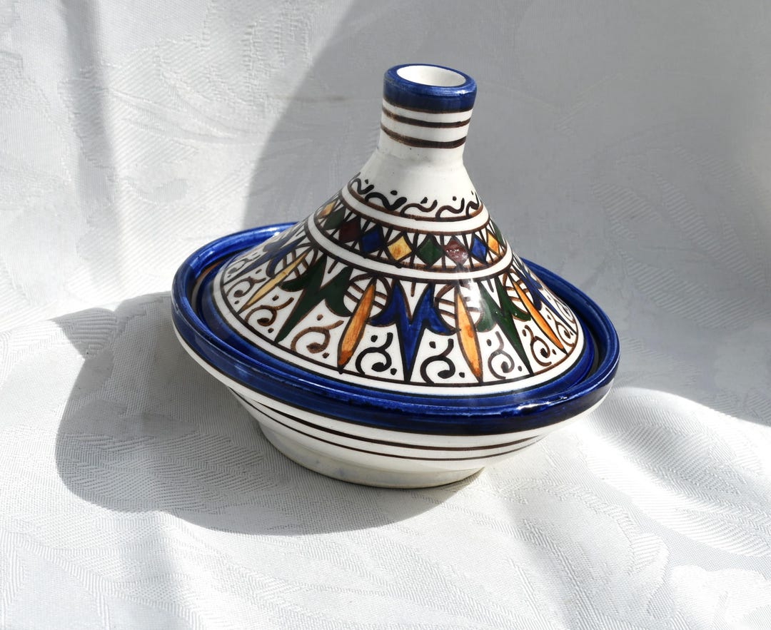 Vintage Moroccan Tagine Serving Dish - Handmade Hand Painted With ...